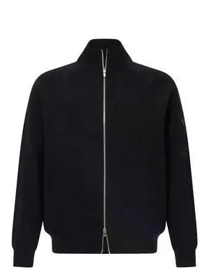 Boggi Milano Merino Wool Zip Cardigan - Black