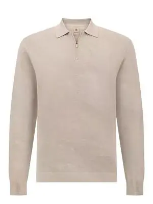 Boggi Milano Merino Wool Half-Zip Sweater Neutrals