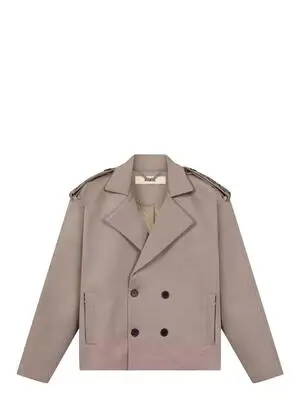 ROUGH. Cropped Double-breasted Trench Jacket - Green