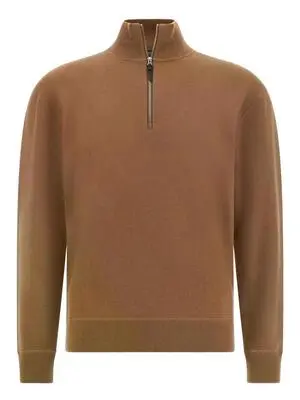 Boggi Milano Half-zip Long Sleeve Sweater - Brown