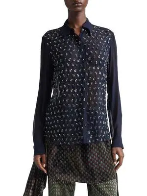 Dries Van Noten Embellished Button-up Shirt - Navy