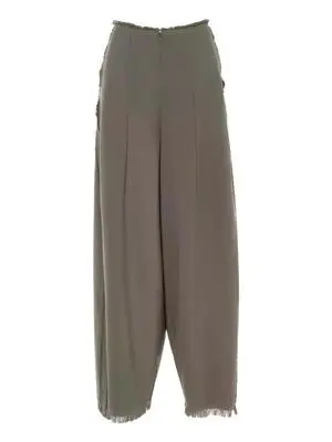 YANGKEHAN Frayed-Hem Wool Trousers
