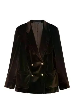 Tagliatore Double-breasted Velvet Blazer - Brown