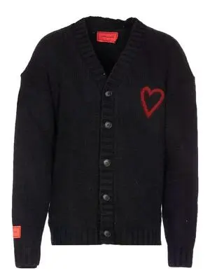 VISION OF SUPER Heart-embroidered Cardigan - Black
