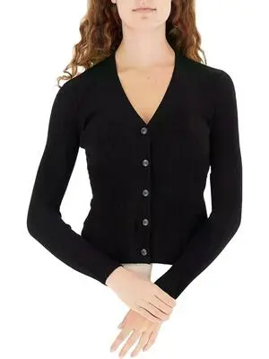 Max Mara Ribbed V-neck Cardigan - Black