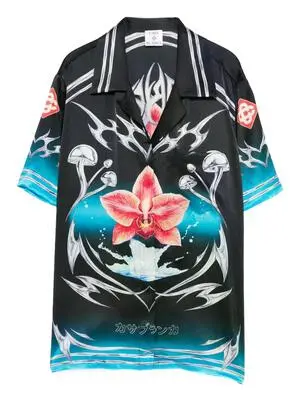 Casablanca Orchid-print Silk Shirt - Black