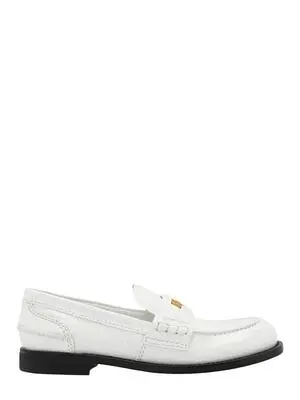 Miu Miu Shiny Leather Penny Loafers - White