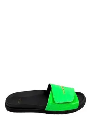 Buscemi Scratch Leather Slides - Green
