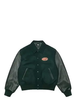 StÜssy Script Oval Varsity Jacket - Green