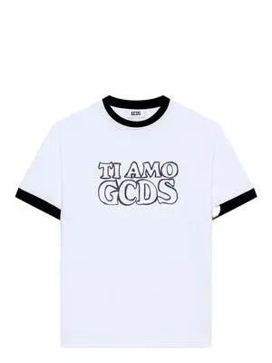 Gcds Graphic-print Ringer T-shirt - White
