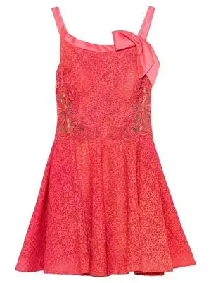 GEMY MAALOUF Bow-embellished Lace A-line Dress - Red