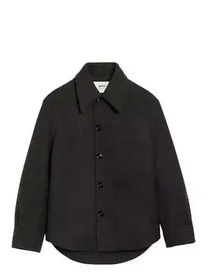 Ami Button-up Wool Jacket - Black