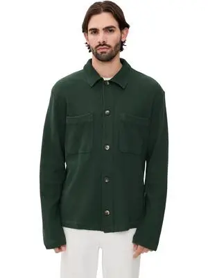 Frescobol Carioca Cotton Waffle Overshirt Jacket - Evergreen