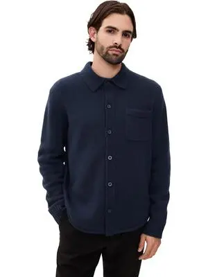 Vince Contour Hem Wool Sweater Shirt - Coastal