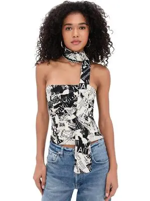 Lioness Island Bodice Top - Newspaper