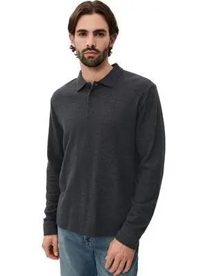 Vince Heathered Double Face Polo - H Charcoal/h Fog