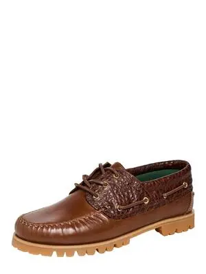 VINNY'S Aztec Lugged Boat Shoe - Brown Two-tone Leather