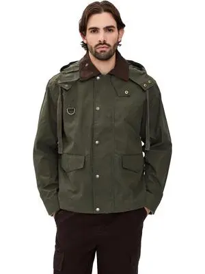 ALEX MILL Aberg Utility Jacket In Waxed Cotton - Army