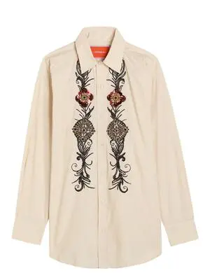 La DoubleJ Embroidered Cotton Poplin Shirt - Multicoloured