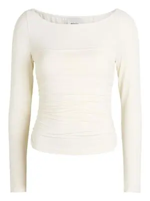 REFORMATION Julian Ruched Stretch-knit Top - Ivory
