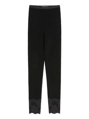 Valentino Garavani Cashmere Leggings With Lace Detail - Black