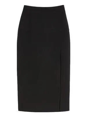 Valentino Garavani Wool Crepe Midi Skirt - Black