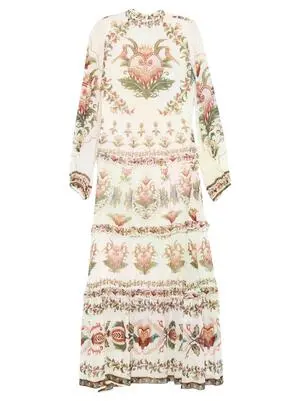 Farm Rio Majestic Heart Tiered Dress - Neutrals