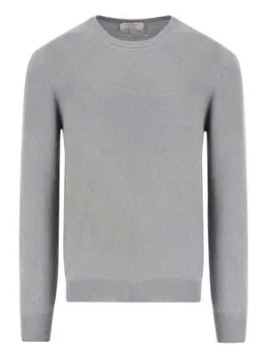 CHEZ PAUL Ribbed Cashmere Crew Neck Sweater - Grey