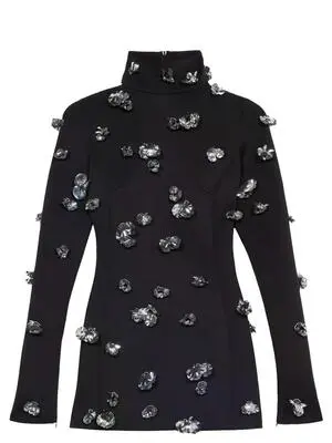 Blumarine Flower-embellished Mini Dress - Black