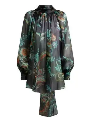 Etro Floral Print Tie-neck Blouse - Black