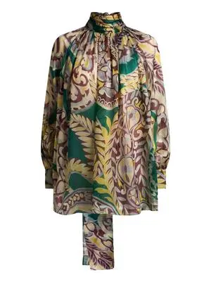 Etro Floral-print Turtleneck Blouse - Green
