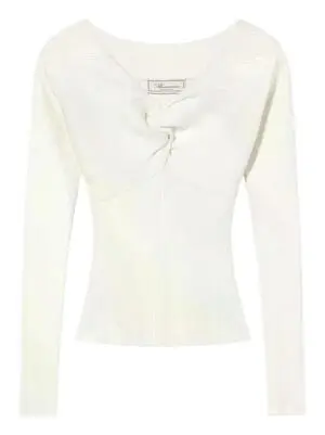 Blumarine Twist-front Ribbed Top - White