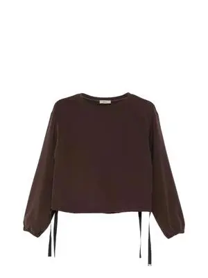 Herno Drawstring Hem Cropped Sweatshirt - Brown