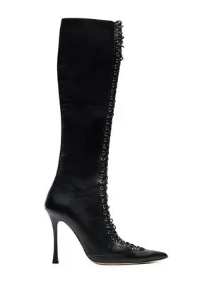 Blumarine Lace-up Pointed-toe Boots - Black