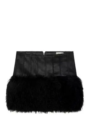 Blumarine Faux-fur Trim Mini Skirt - Black
