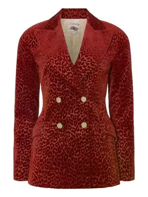 TEMPERLEY LONDON Leopard-pattern Double-breasted Blazer - Red