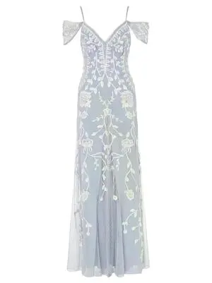 TEMPERLEY LONDON Lilly Embroidered Off-shoulder Gown - Blue