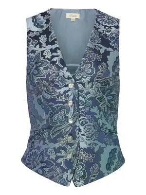 TEMPERLEY LONDON Floral-print Buttoned Waistcoat - Blue