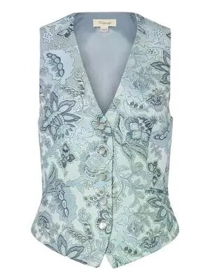TEMPERLEY LONDON Floral-print Waistcoat - Blue