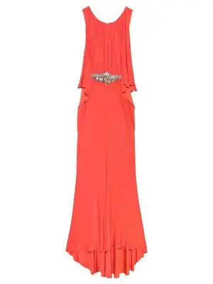 GEMY MAALOUF Embellished Pleated Maxi Dress - Orange