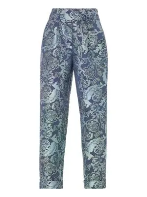TEMPERLEY LONDON Floral Print Pleated Trousers - Blue