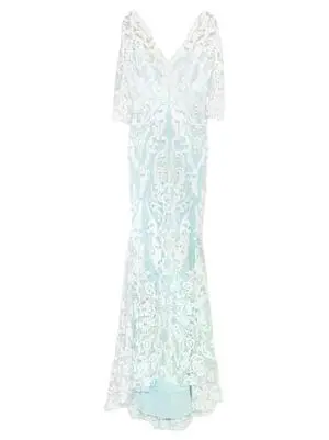 GEMY MAALOUF Lace-overlay Gown - Blue