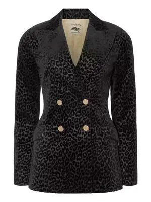TEMPERLEY LONDON Leopard-pattern Double-breasted Blazer - Black