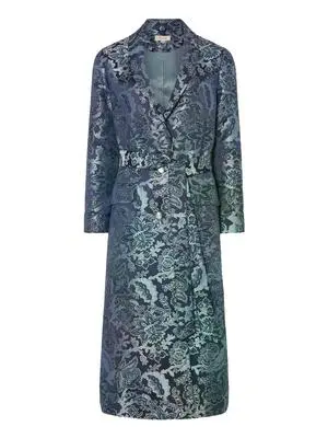 TEMPERLEY LONDON Francis Floral-brocade Belted Coat - Blue