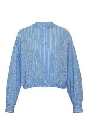 MSGM Stripe-pattern Balloon-sleeve Shirt - Blue