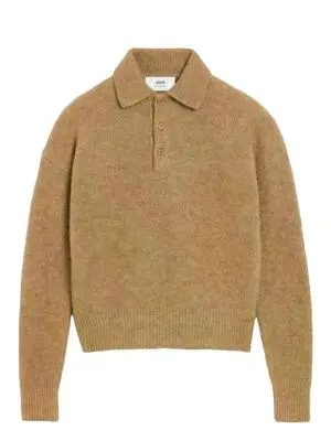 Ami Long-sleeve Polo Shirt - Neutrals