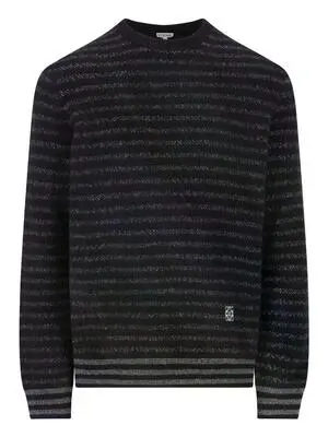 Loewe Striped Logo-embroidered Sweater - Blue