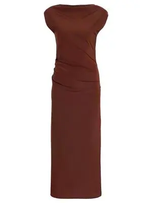 Proenza Schouler Draped Cowl-neck Midi Dress - Brown