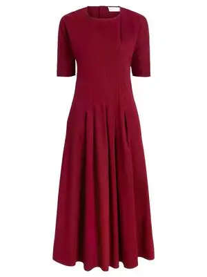 Proenza Schouler White Label Ainsley Pleated Short-sleeve Midi Dress - Red