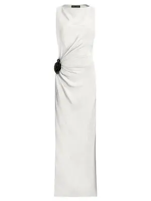 Proenza Schouler Rose-embellished Draped Maxi Dress - White